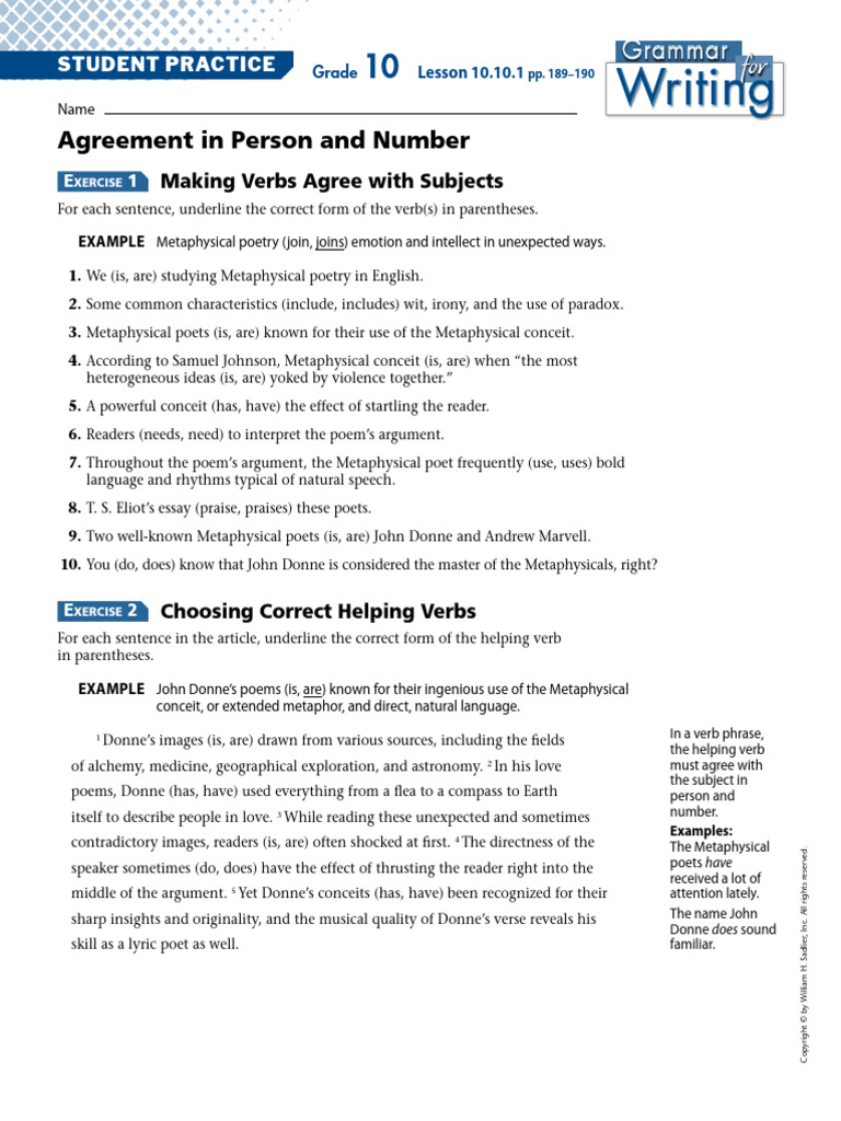10.1 Worksheet | PDF | Poetry