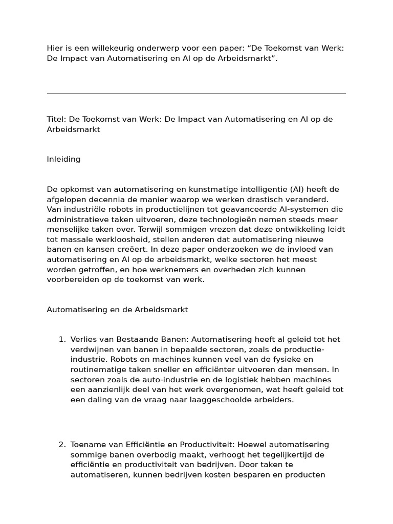 De Toekomst Van Werk | PDF