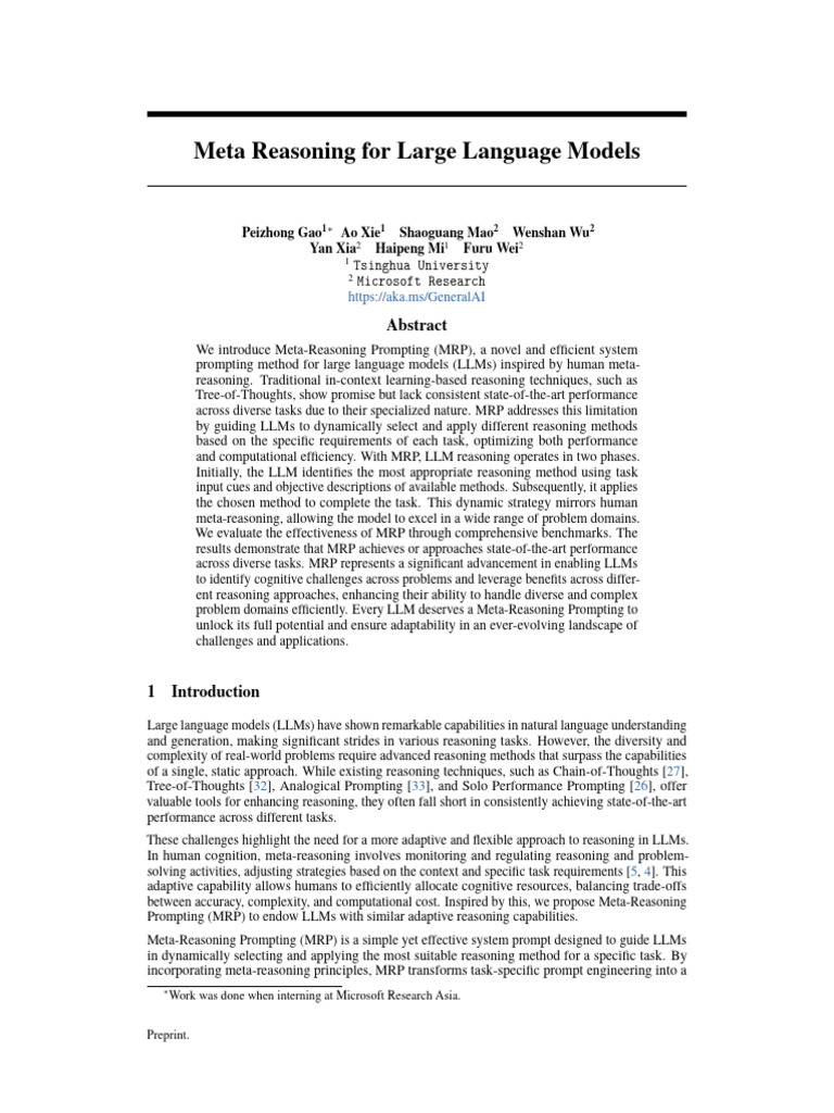 Meta-Reasoning for LLMs | PDF | Reason | Artificial Intelligence