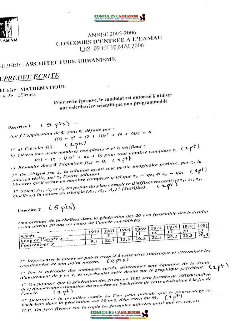 Mathematiques Eamau 2006 | PDF
