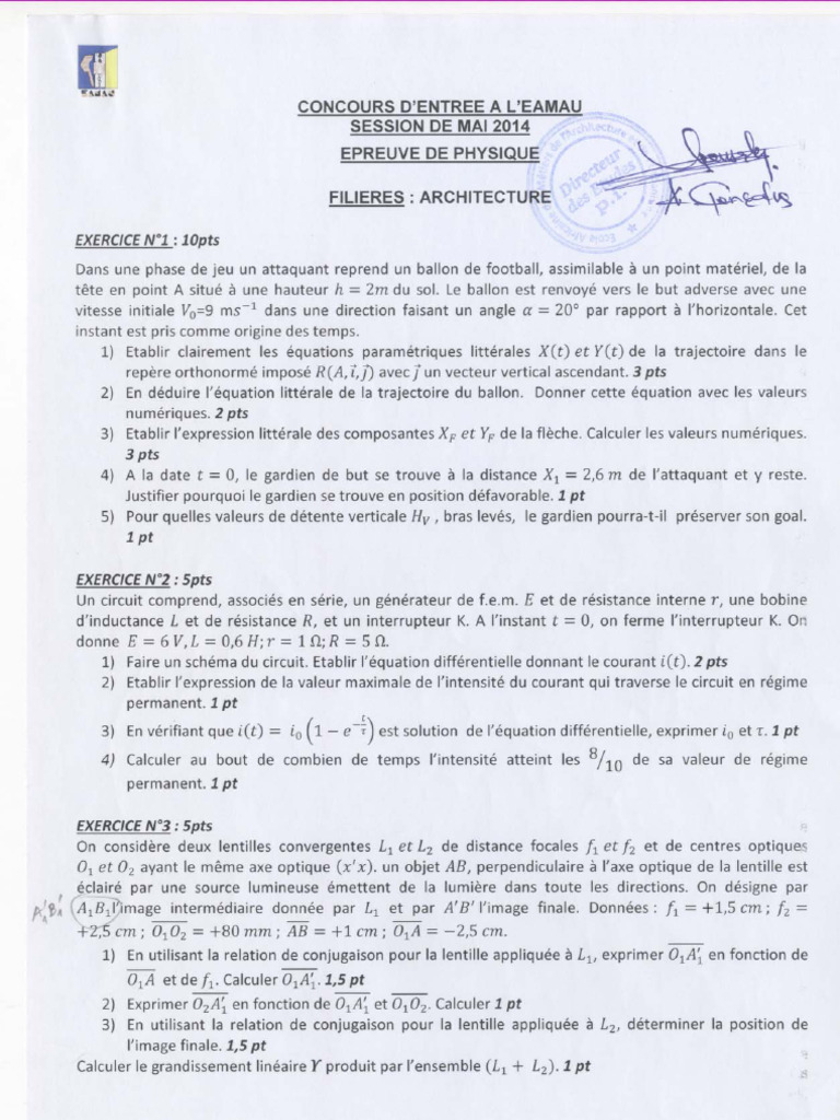 Conc - 2014 - Physique - Archi EAMAU | PDF