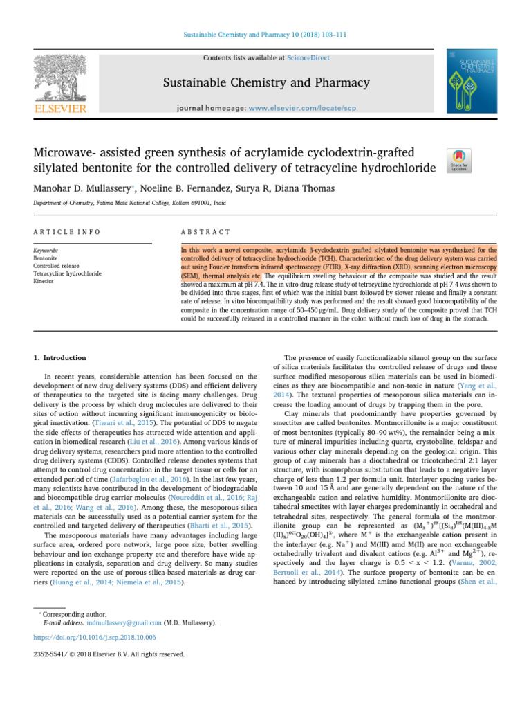 Microwave - Assisted Green Synthesis of Acrylamide Cyclodextrin-Grafted ...