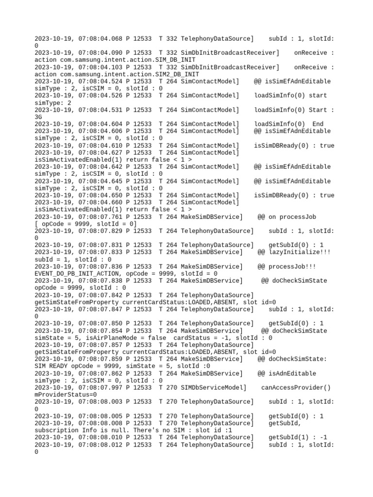 SIM Database Initialization Logs | PDF | Computers