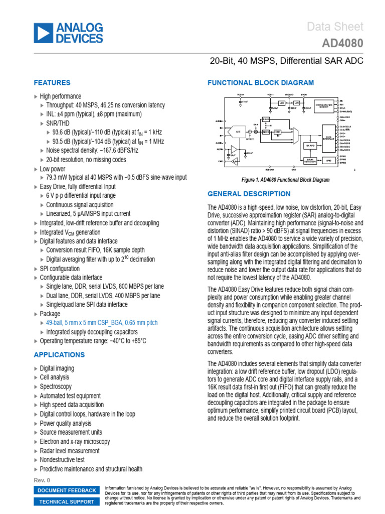Ad4080 3467937 | PDF | Analog To Digital Converter | Electrostatic ...