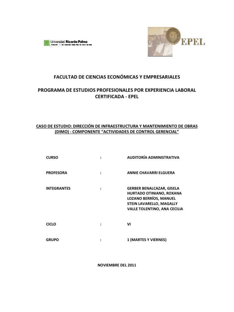 Actividades de Control Gerencial en DIMO Final Final | PDF | Recursos humanos | Presupuesto