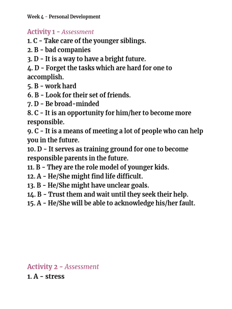 Wk4 - Perdev | PDF | Stress (Biology) | Behavioural Sciences
