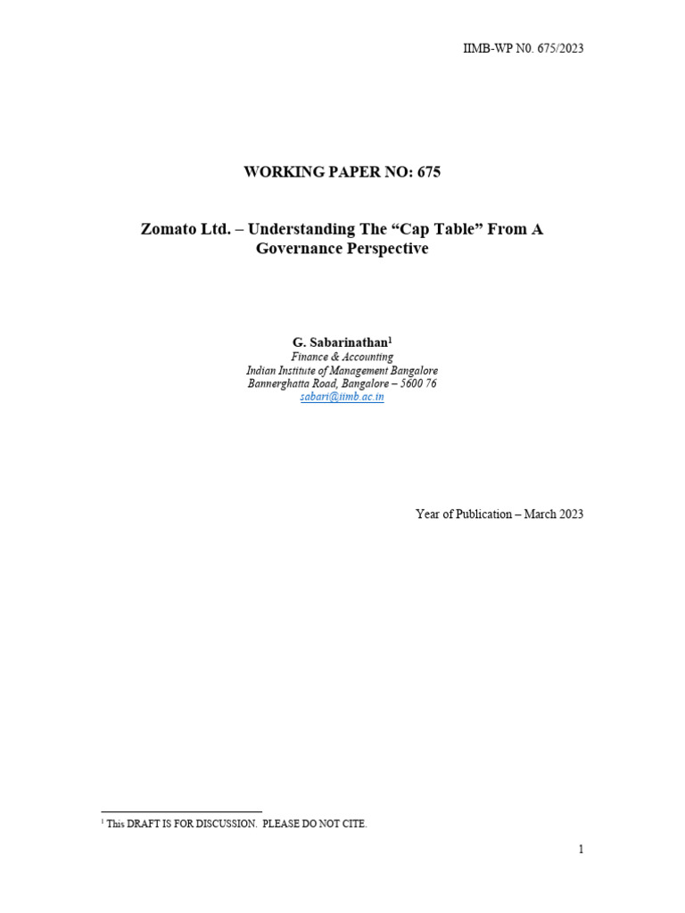 Zomato's Cap Table and Governance Insights | PDF | Venture Capital ...