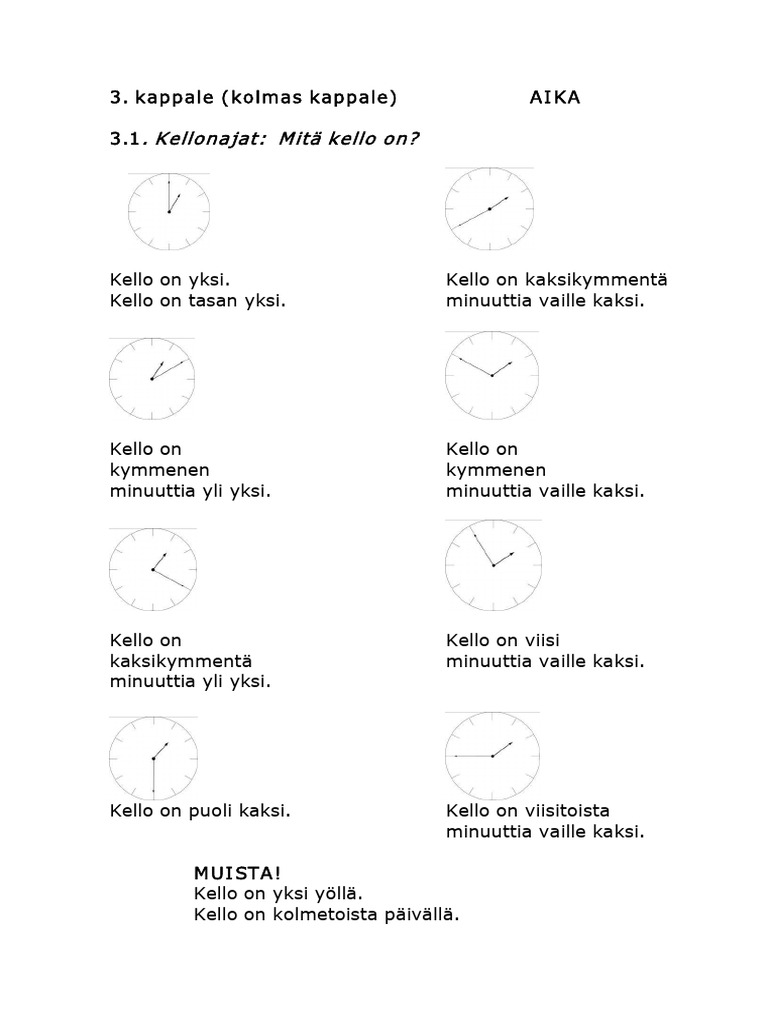 Kello Ja Aikajuttuja | PDF