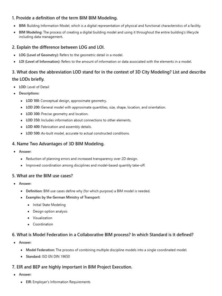 BIM Questions and Answers | PDF | Building Information Modeling ...