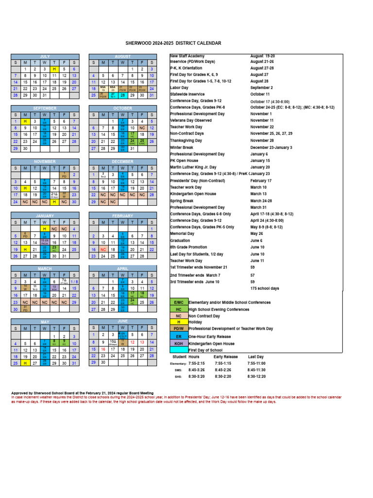 Final Board Copy of 2024 2025 District Calendar Revised 6.20.24 | PDF ...