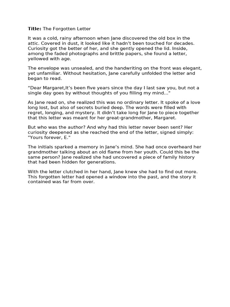 Short Story The Forgotten Letter | PDF