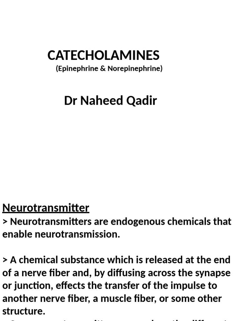 Epinephrine & Norepinephrine | PDF
