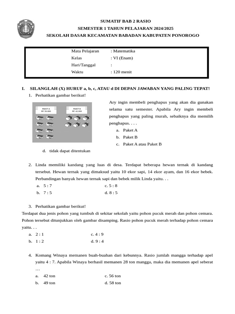 Penilaian Sumatif 2 MTK | PDF
