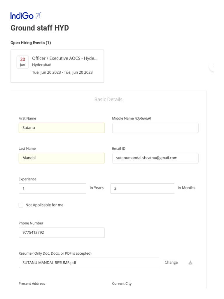 Apply For Ground Staff HYD at IndiGo | PDF | Authentication