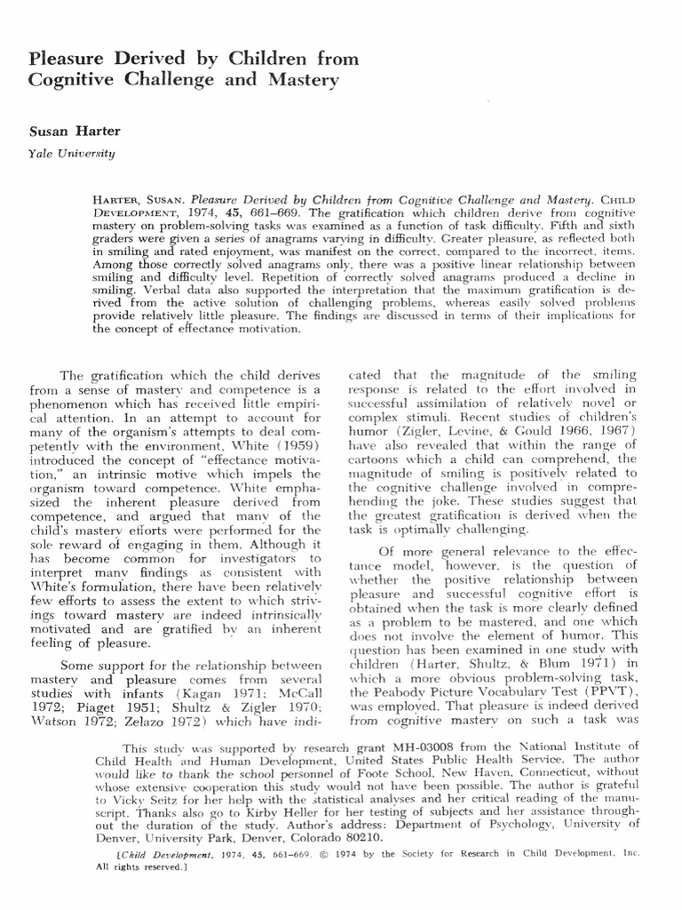 Harter 3 | PDF | Pleasure | Cognition