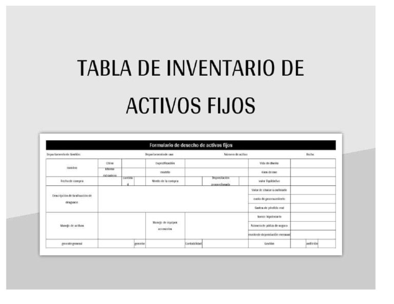 Inventario de Activos Fijos | PDF