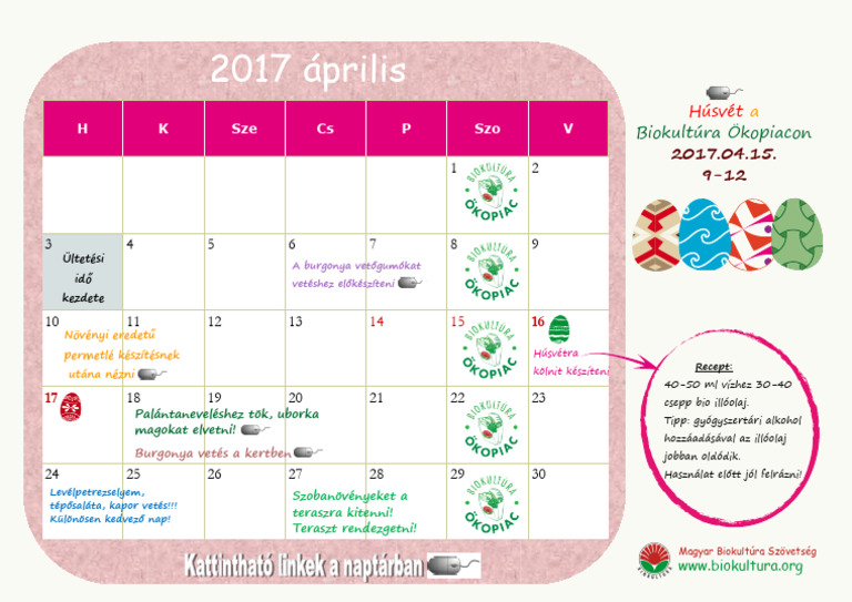 Naptár Sorozat Április | PDF