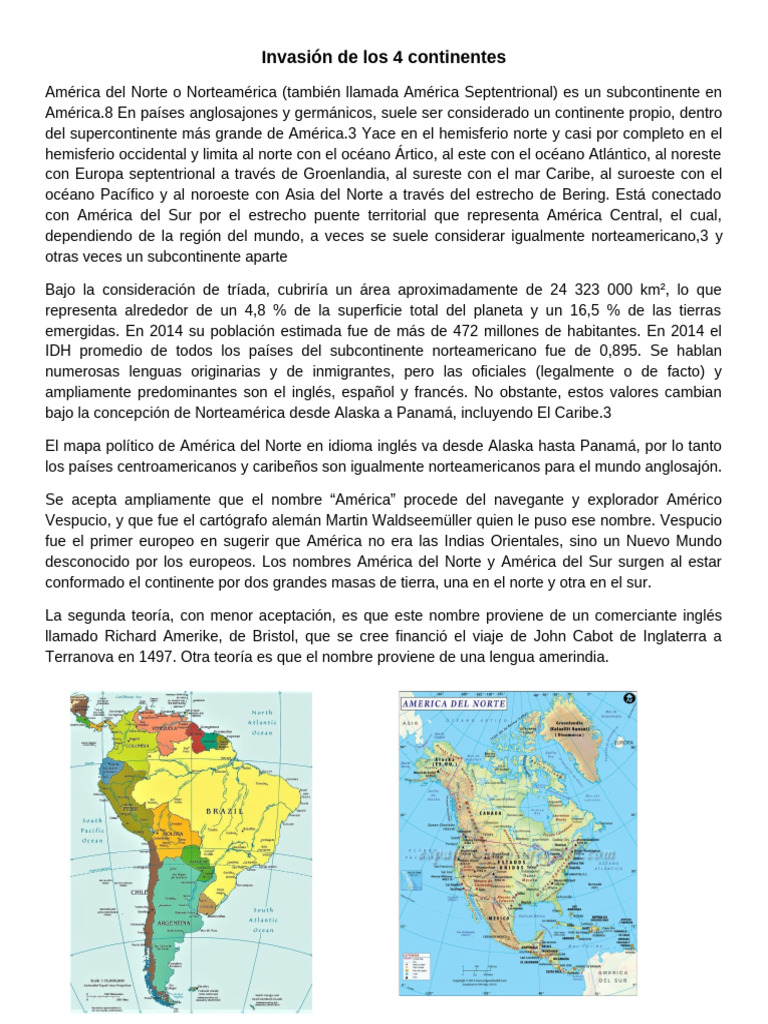 América del Norte: Geografía e Historia | PDF