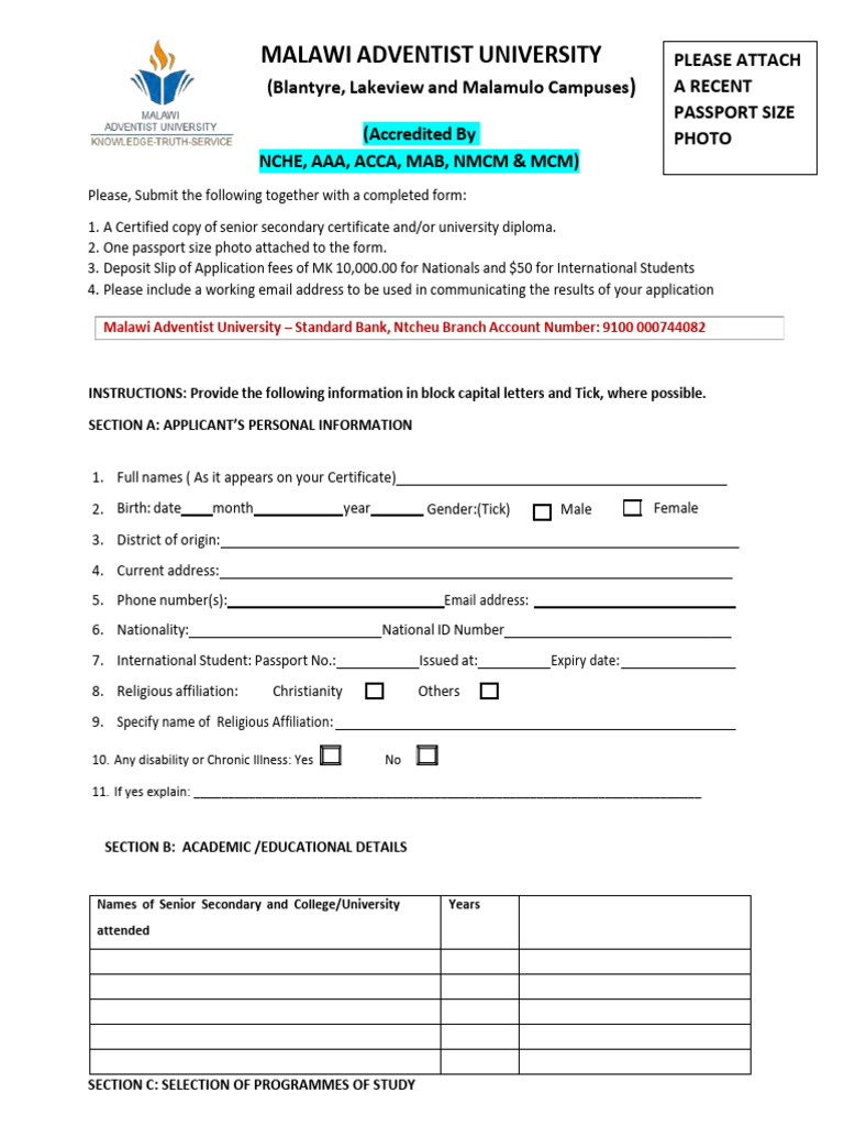 Application Form - Mau 2024 - 0 | PDF | Bachelor's Degree | Diploma