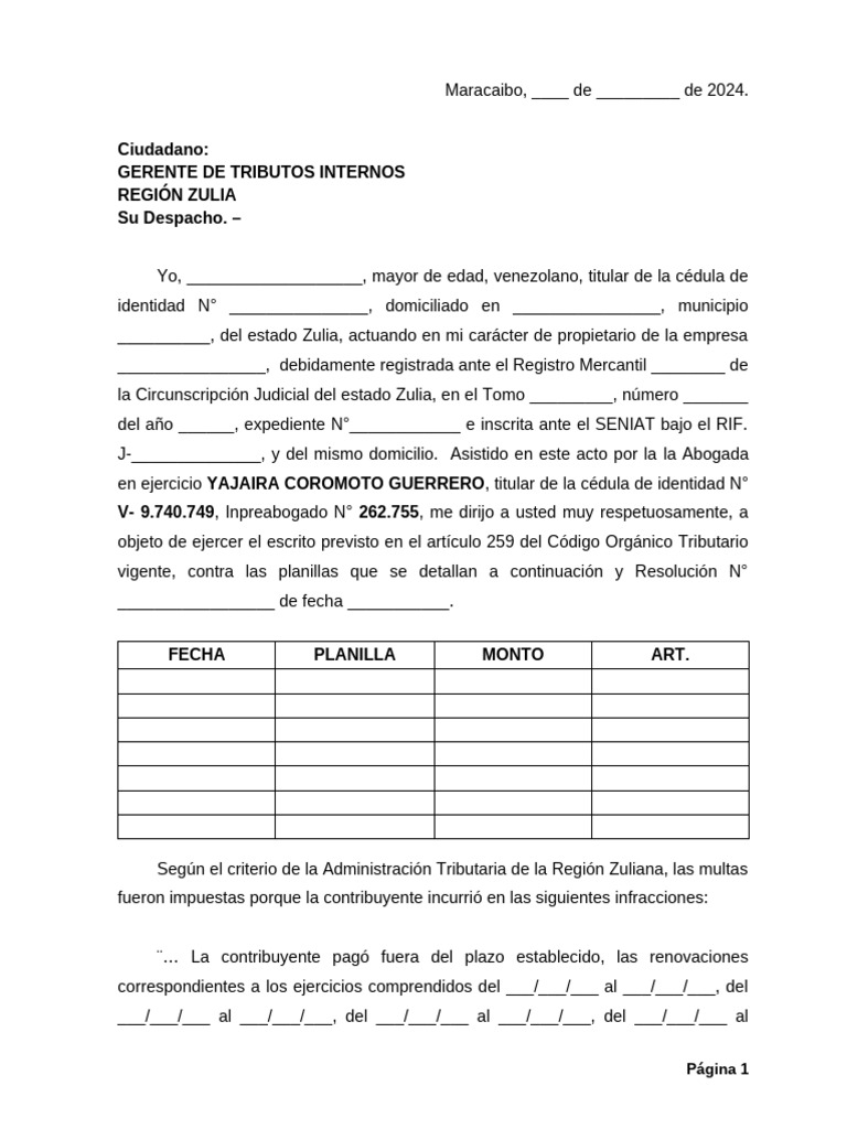 ESCRITO AL SENIAT | PDF | Multa (pena) | Justicia