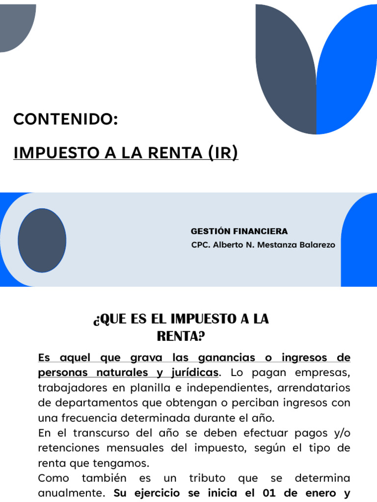11.IMPUESTO A LA RENTA | PDF | Impuestos | Impuesto sobre la renta