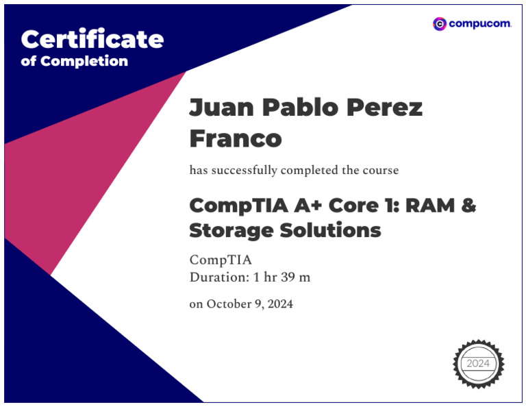 CompTIA A+ Core 1_ RAM & Storage Solutions | PDF