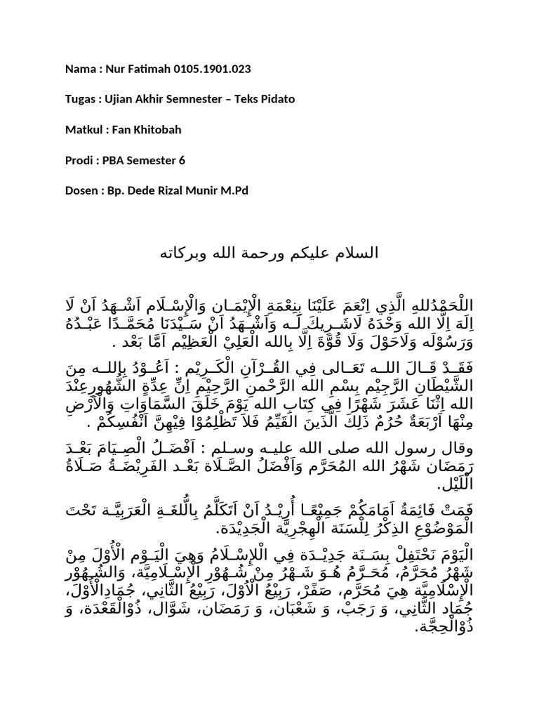 Teks Pidato - Nur Fatimah | PDF
