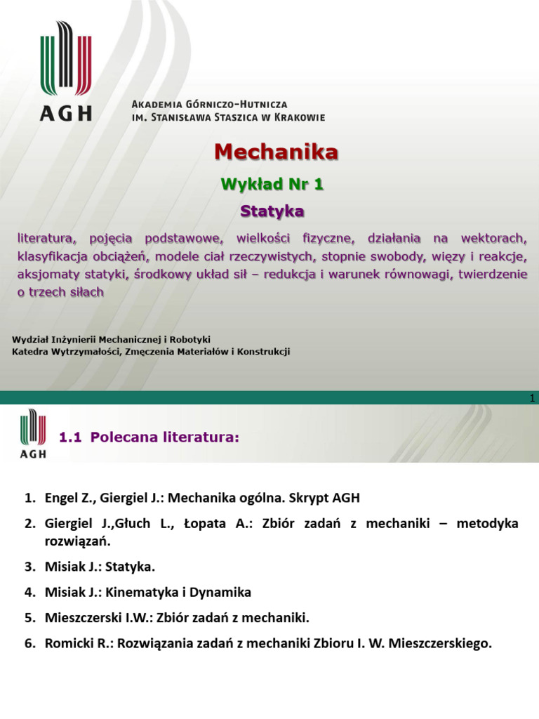 MECH-Wyklad 01 | PDF