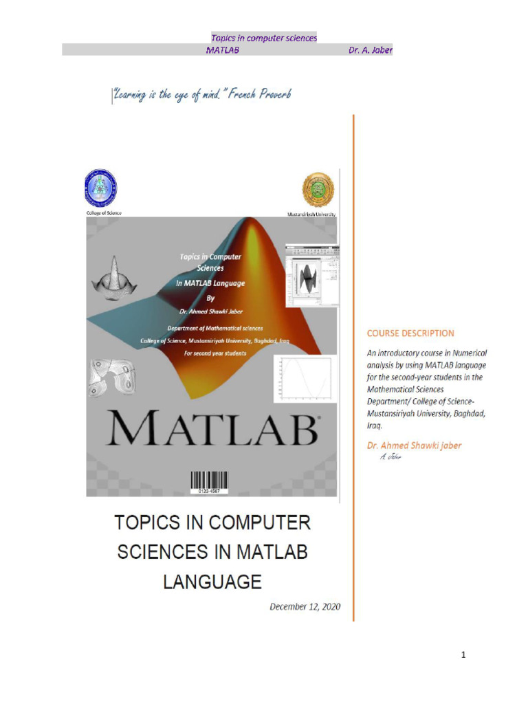 Introduction to MATLAB Programming | PDF | Decimal | Numbers