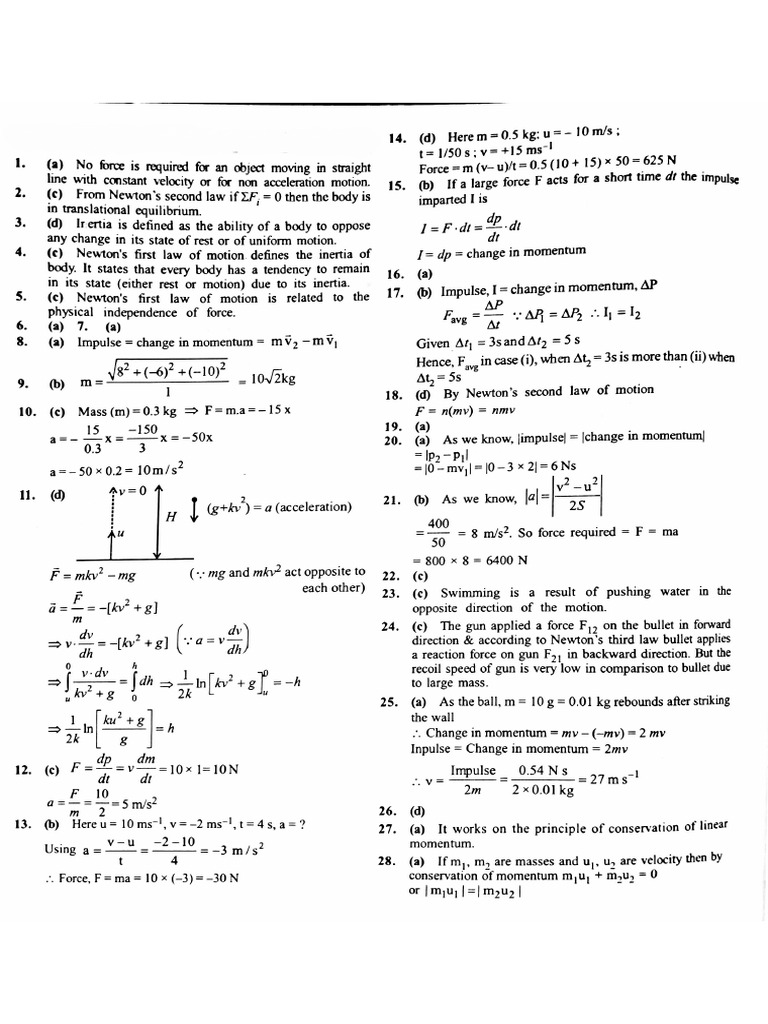 Rev Test On Laws of Motion | PDF