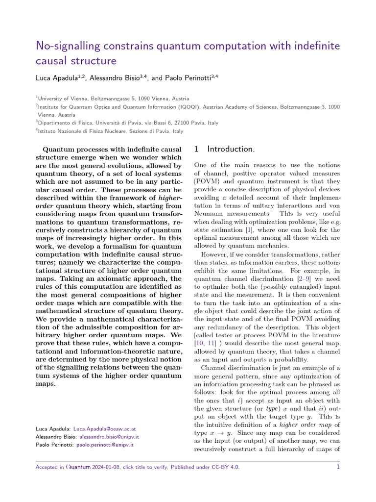 Apadula 2024, No-Signalling Constrains Quantum Compputation With Indefinite Causal Structure ...