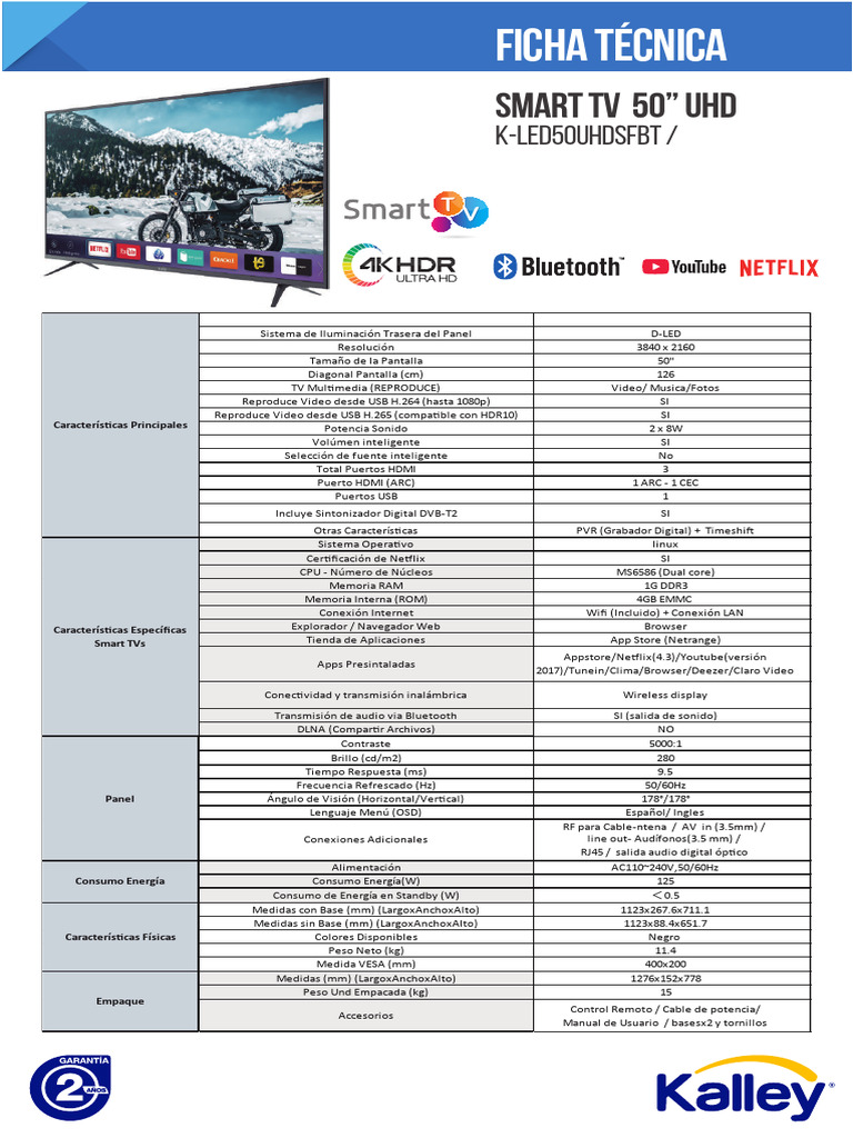 TV KALLEY - K-Led50uhdsfbt | PDF | Hdmi | Ingeniería Informática