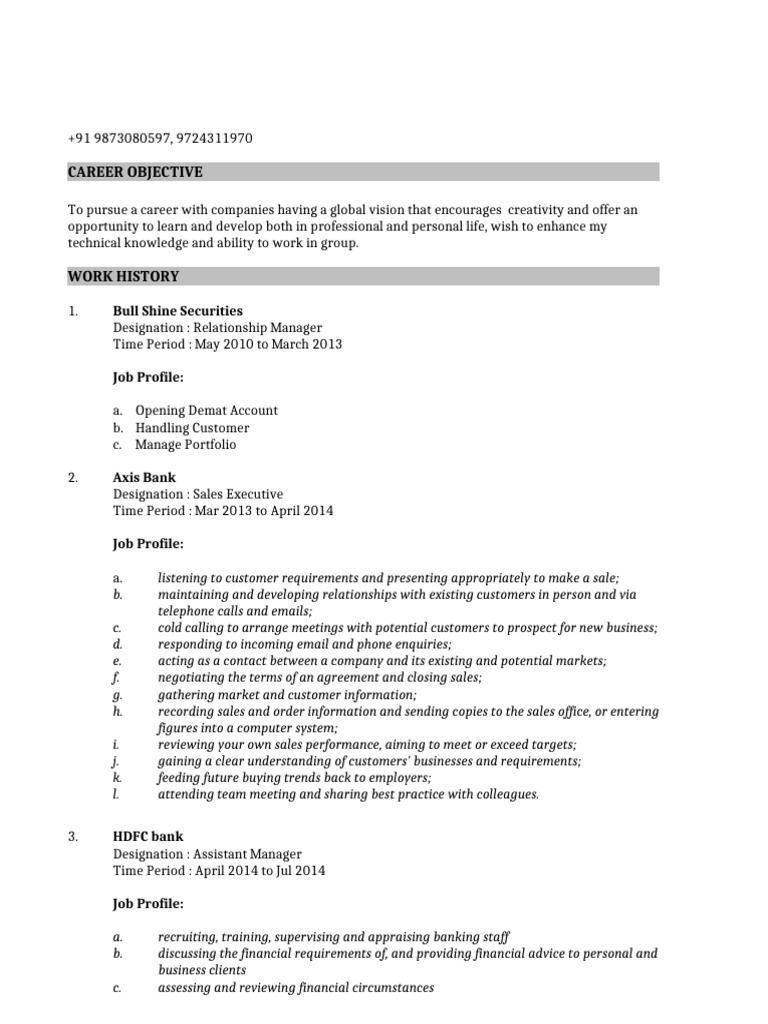 Swati Resume Pdf Sales Economies