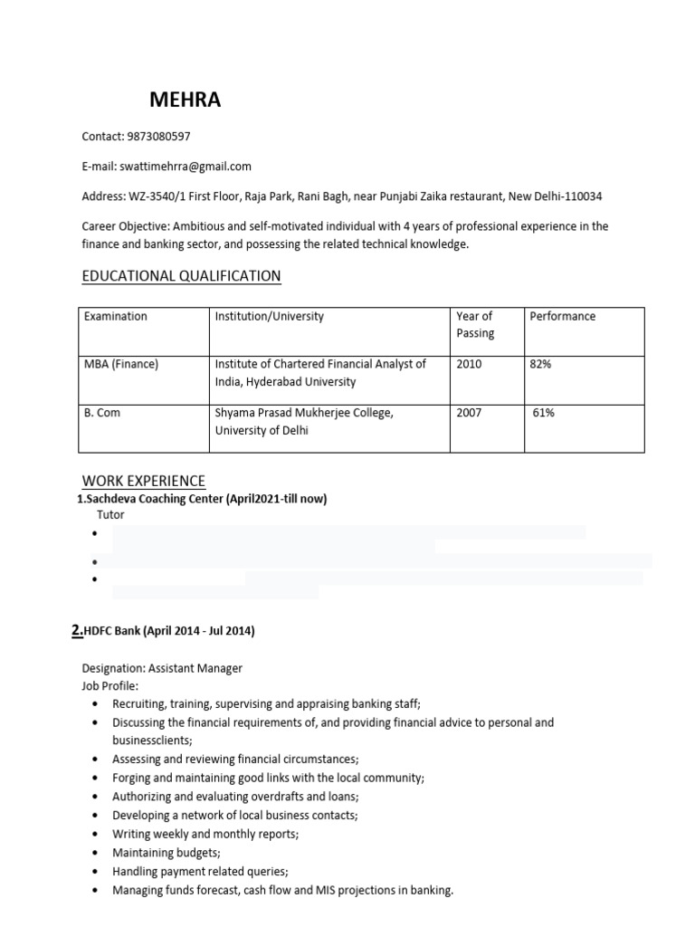 Swati CV PDF (1) | PDF | Sales | Business