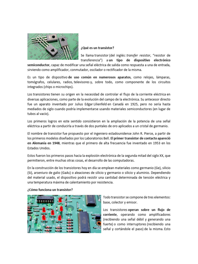Que Son Los Transistor | PDF | Transistor | Circuito integrado