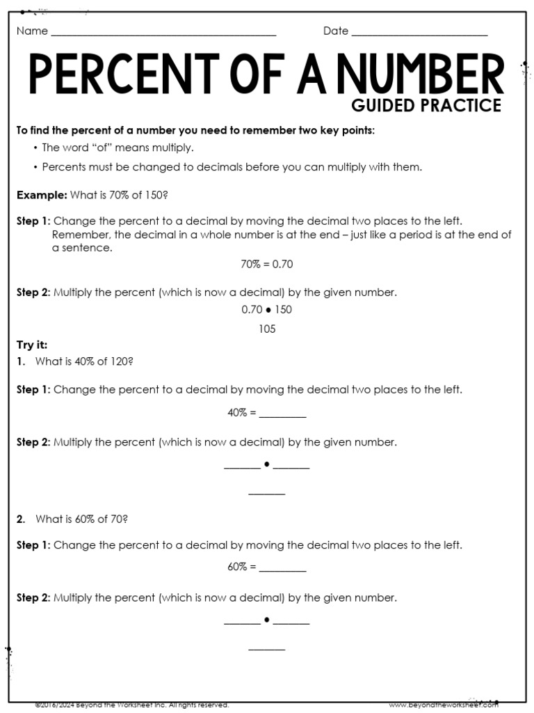 Percent of A NUMBER: Guided Practice | PDF | Business | Finance & Money ...