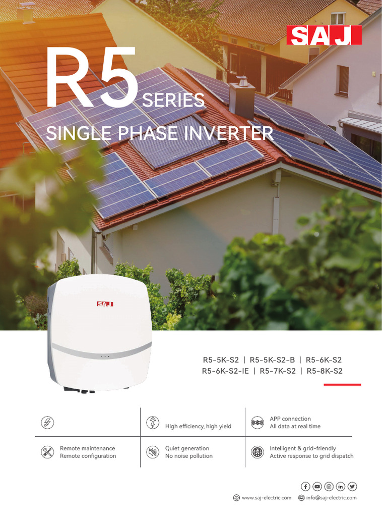 Inversor On Grid Monofasico 5KW 220V R5-5K-2S-15 Saj | PDF | Alternating Current | Power Inverter