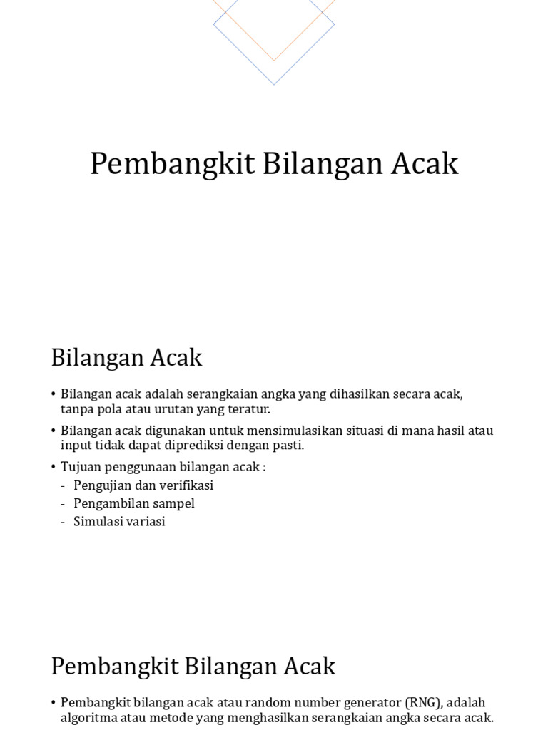 Pengenalan Pembangkit Bilangan Acak | PDF