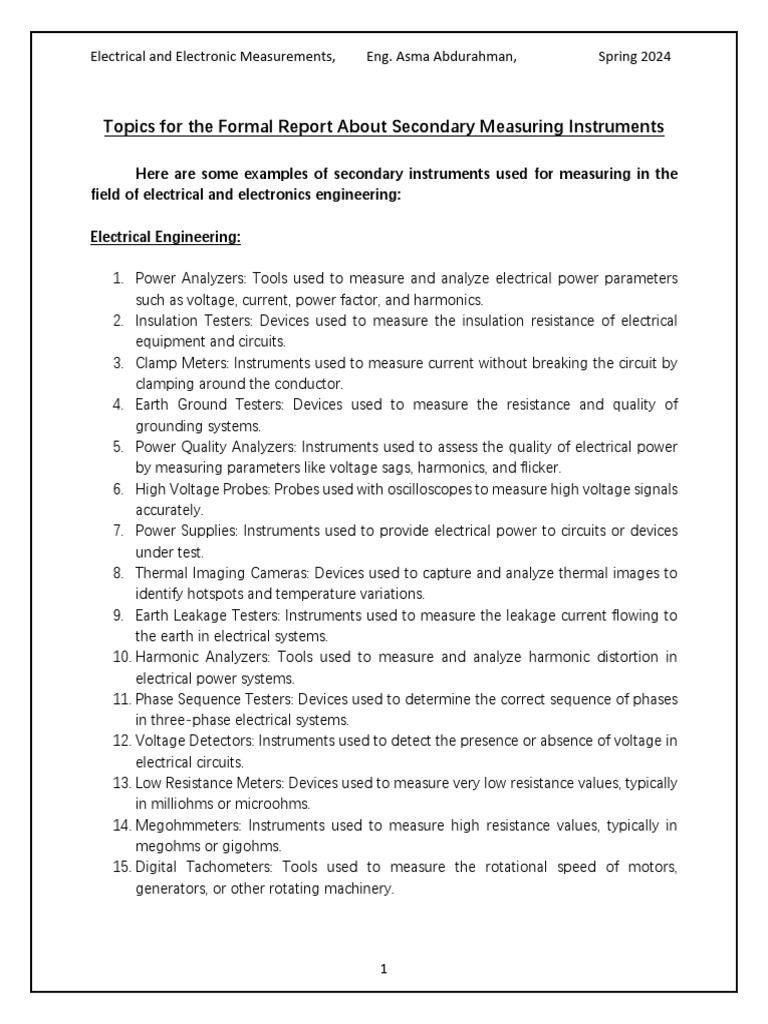 Secondary Measuring Instruments in Engineering | PDF | Instrumentation ...