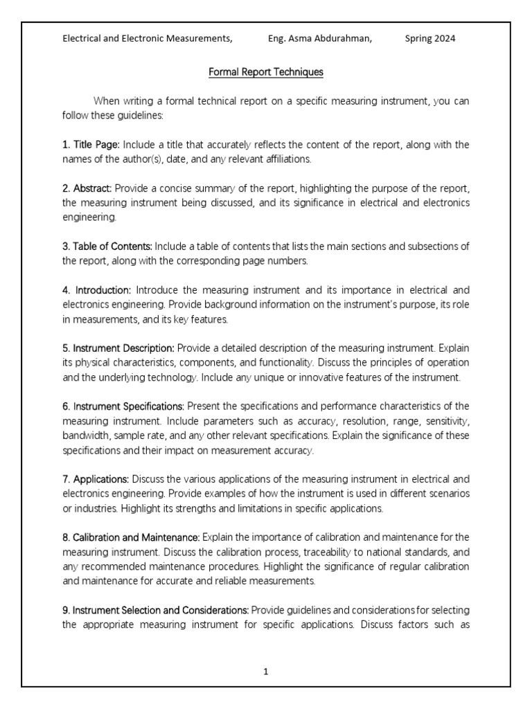 Formal Report Techniques | PDF | Calibration | Instrumentation