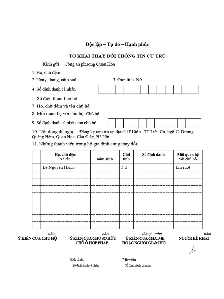 Dang Ky Tam Tru | PDF