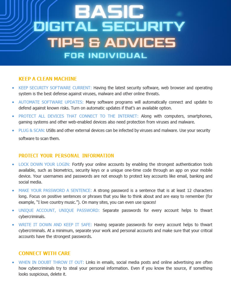 Basic Digital Security Tips & Advices | PDF | Security | Computer Security