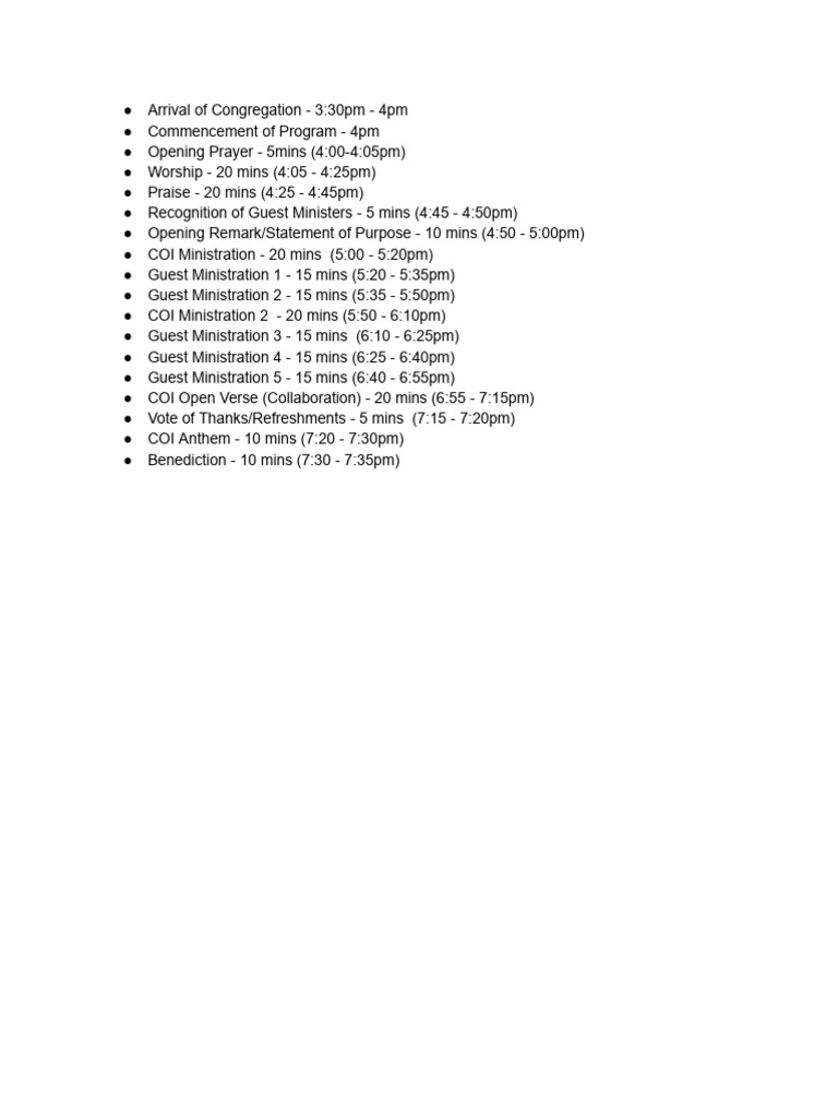 Order of Program | PDF