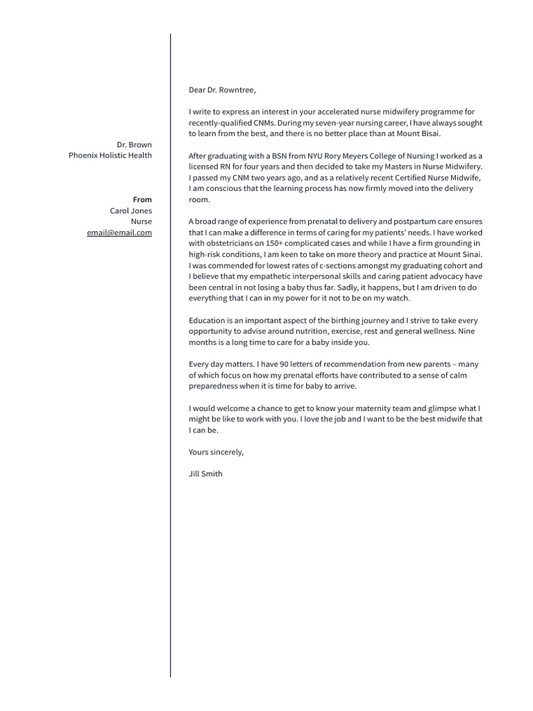 Carol_Jones_-_Cover_Letter-Template-3 | PDF | Nursing | Midwife