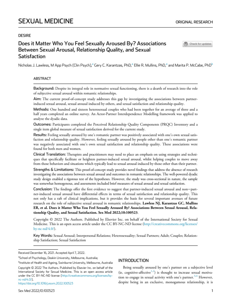 Does It Matter Who You Feel Sexually Aroused by Associations Between Sexual Arousal ...
