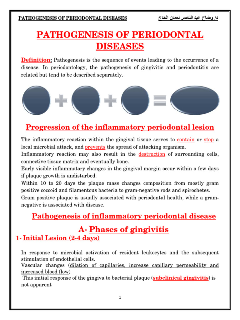 8- Pathogenesis of periodontal diseases | PDF | Periodontology | Inflammation