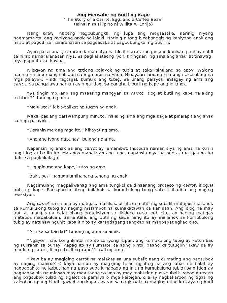 Ang Mensahe NG Butil NG Kape | PDF