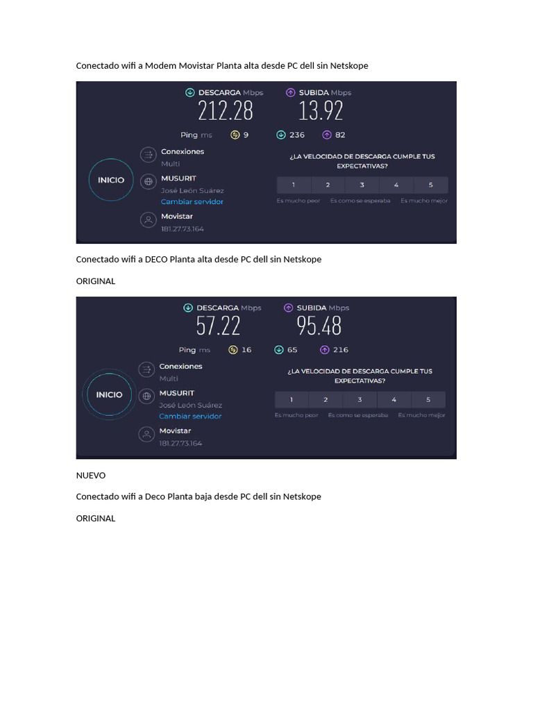 Speedtest Movistar y Deco | PDF
