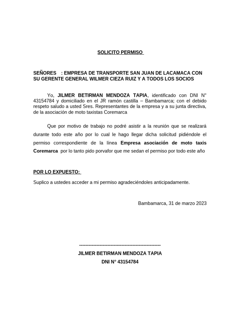 Solicito Permiso | PDF