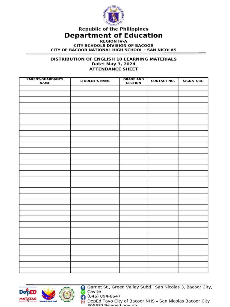 Attendance for Distribution | PDF